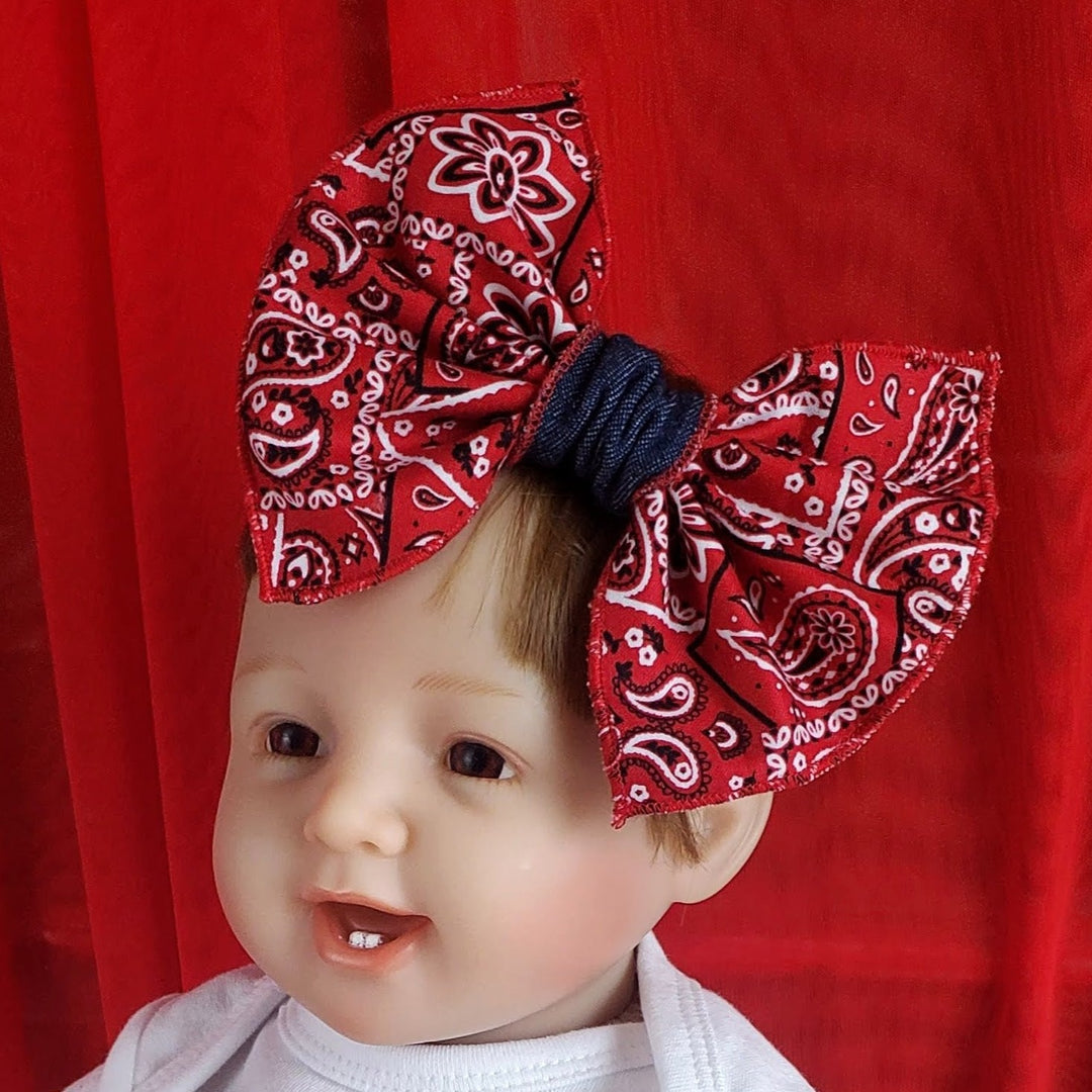 Red Bandana Fabric Bow – Issabella's Creations